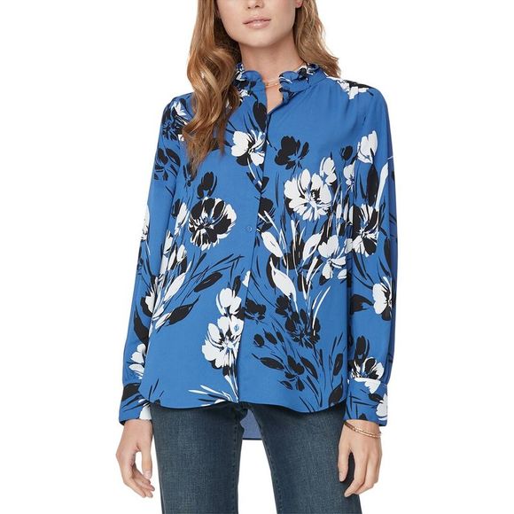NYDJ | Tops | Nydj Womens Ruffle Neck Blouse | Poshmark